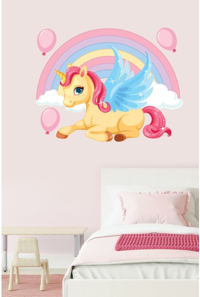 cokindirimli Unicorn Gökkuşağı ve Balonlar Çocuk Odası Duvar Sticker Seti cokindirimli Unicorn Gökkuşağı ve Balonlar Çocuk Odası Duvar Sticker Seti