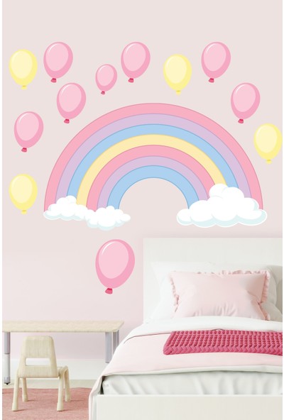 cokindirimli Soft Renkli Gökkuşağı Bulutlar ve Balonlar Çocuk Odası Duvar Sticker cokindirimli Soft Renkli Gökkuşağı Bulutlar ve Balonlar Çocuk Odası Duvar Sticker