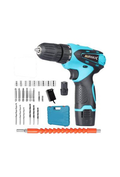 Stilmax 24V 4AH Metal Dişli Şanzıman Çift Akülü Şarjlı Vidalama Matkap + 24 Parça Usta Seti Hediye Stilmax 24V 4AH Metal Dişli Şanzıman Çift Akülü Şarjlı Vidalama Matkap + 24 Parça Usta Seti Hediye