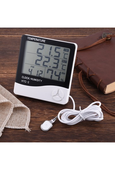 Bahrem Masaüstü Iç - Dış Mekan Dijital Termometre Nem Ölçer Higrometre