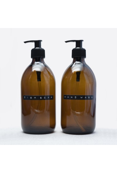 Trichi Design 500ML Amber Cam Sıvı Sabunluk Retro Tasarım 3D Etiket Dish Soap, Hand Wash (2 Adet) TRCH-510 Trichi Design 500ML Amber Cam Sıvı Sabunluk Retro Tasarım 3D Etiket Dish Soap, Hand Wash (2 Adet) TRCH-510