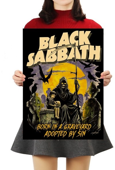 Caph Design Black Sabbath Vintage Kraft Poster - 32X45CM - Özel Kutulu