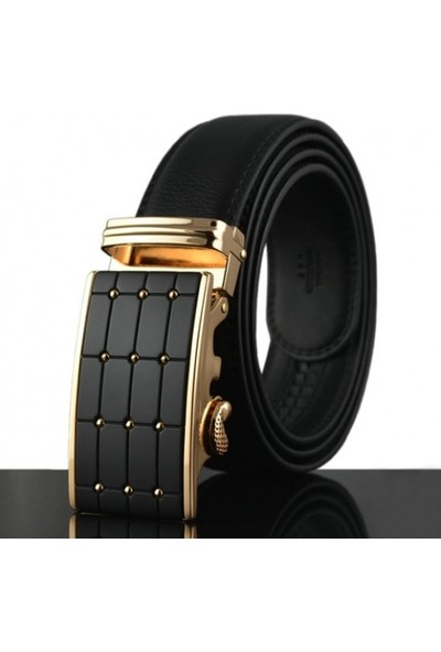 Icoco Shop Şık Puantiyeli Şekli Faux Deri Erkek Kemer (Yurt Dışından)