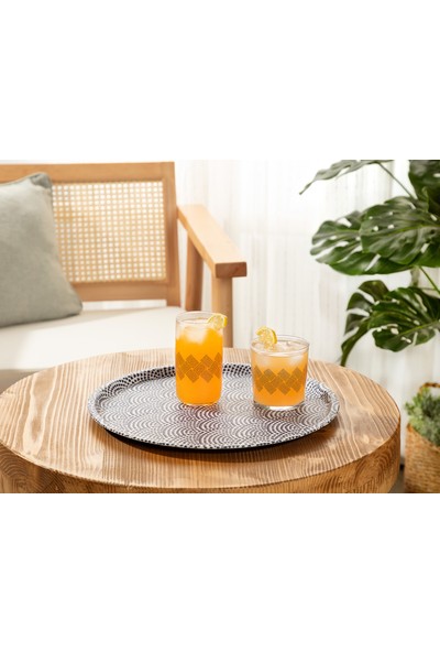 Madame Coco Rêve Bleu Baisse Yuvarlak Kaydırmaz Tepsi 36,5 cm