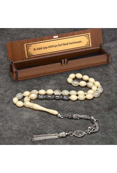 Ziqr Tesbih Kişiye Özel Ahşap Hediyelik Kutulu Isimli Toz Kehribar Tesbih Kemik Ziqr Tesbih Kişiye Özel Ahşap Hediyelik Kutulu Isimli Toz Kehribar Tesbih Kemik