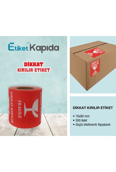 Etiket Kapıda Dikkat Kırılır Etiketi - Fragile 70*80MM - 1 Rulo 500 Adet Yapışkanı Kuvvetli Etiket Kapıda Dikkat Kırılır Etiketi - Fragile 70*80MM - 1 Rulo 500 Adet Yapışkanı Kuvvetli