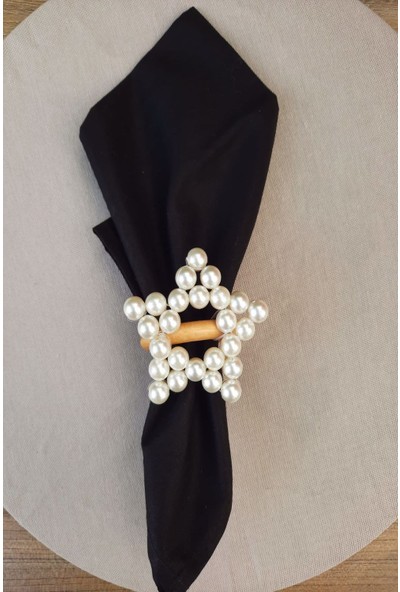 E-Sanat Evi 6 Adet Krem İncili Yıldız Peçete Yüzüğü E-Sanat Evi 6 Adet Krem İncili Yıldız Peçete Yüzüğü