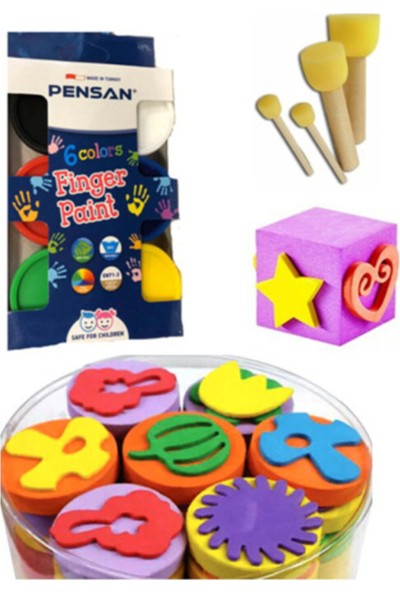 Art Picasso Parmak Boyası Ponpon Sünger Tampon Fırça Küp Eva Sünger Baskı Seti Art Picasso Parmak Boyası Ponpon Sünger Tampon Fırça Küp Eva Sünger Baskı Seti