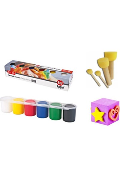 Ticon 6 Lı Parmak Boya Ponpon Sünger Tampon Fırça Küp Eva Baskı Ticon 6 Lı Parmak Boya Ponpon Sünger Tampon Fırça Küp Eva Baskı