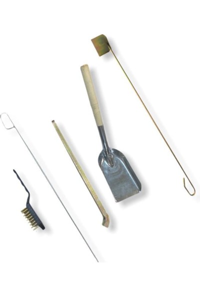 Essen Ticaret 5'li Şömine Seti Gelberi Maşa Fırça Kürek Karıştırma Demiri Şömine ve Soba Seti Essen Ticaret 5'li Şömine Seti Gelberi Maşa Fırça Kürek Karıştırma Demiri Şömine ve Soba Seti