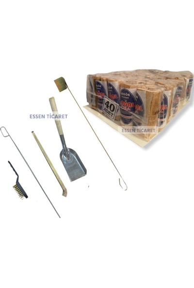 Essen Ticaret 6'lı Şömine Seti Çıra Gelberi Maşa Fırça Kürek Karıştırma Demiri Şömine ve Soba Seti