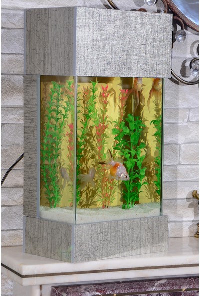 Dekor Akvaryum Özel Tasarım Dekoratif Masa Üstü Kule Akvaryum Full Set MINI-ANTIKBRONZ008