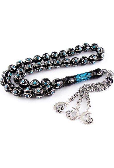 Tesbih Rüyası Zümrüt Mineli Göz Model Erzurum Oltu Taşı Tesbih