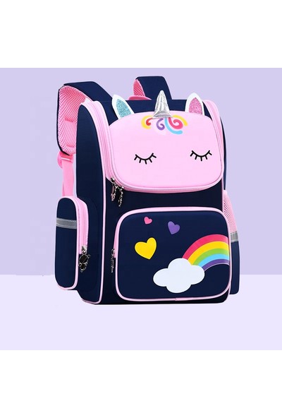 Wonderful Sevimli Kız Tek Boynuzlu At Okul Çantası Çocuk Çok Cepli Sırt Çantası (Yurt Dışından)