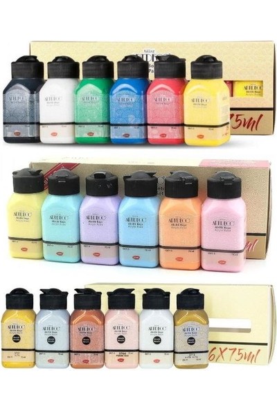 Artdeco Canlı Pastel Metalik Renkler Akrilik Boya 18 x 75 ml Artdeco Canlı Pastel Metalik Renkler Akrilik Boya 18 x 75 ml