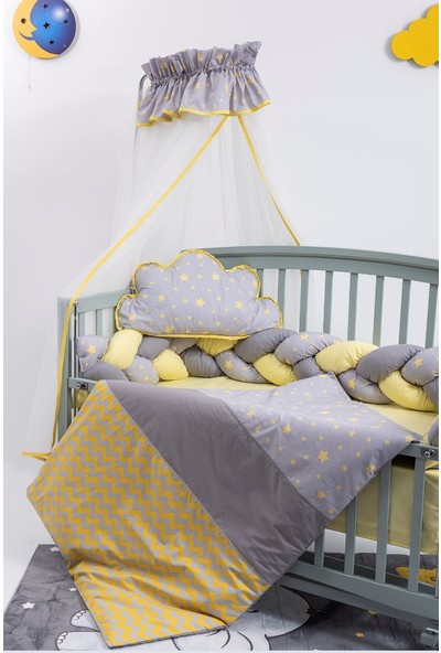 Mini Baby Star Cibinlikli 3'lü Örgülü Uyku Seti 75X130 Mini Baby Star Cibinlikli 3'lü Örgülü Uyku Seti 75X130