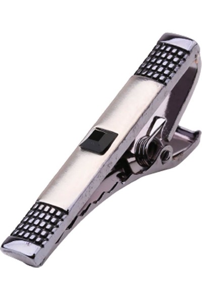 Kravatkolik Füme Mat Gri Siyah Taşlı Kravat Iğnesi KIY448