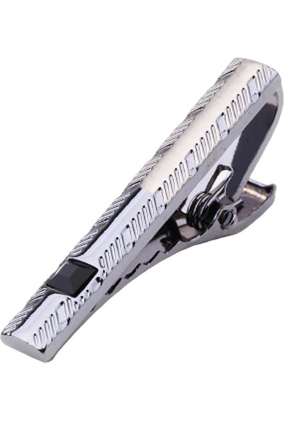 Kravatkolik Füme Yarı Mat Gri Siyah Taşlı Kravat Iğnesi KIY453