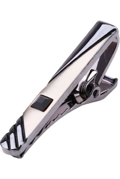 Kravatkolik Füme Yarı Gri Mat Siyah Taşlı Kravat Iğnesi KIY456