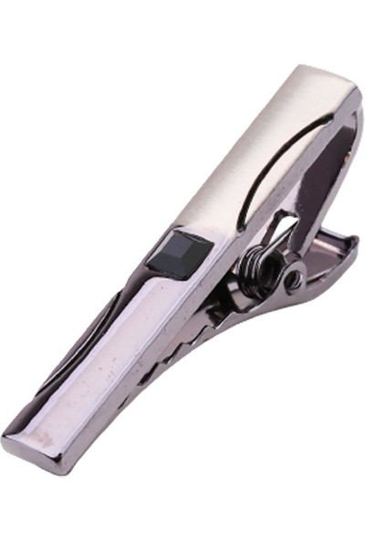 Kravatkolik Füme Yarı Mat Gri Siyah Taşlı Kravat Iğnesi KIY458