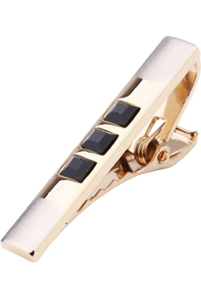 Kravatkolik Gold Renk Siyah Üç Taşlı Mat Kravat Iğnesi KIY499 Kravatkolik Gold Renk Siyah Üç Taşlı Mat Kravat Iğnesi KIY499