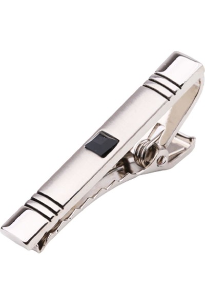 Kravatkolik Gümüş Renk Siyah Taşlı Mat Kravat Iğnesi KIY480 Kravatkolik Gümüş Renk Siyah Taşlı Mat Kravat Iğnesi KIY480