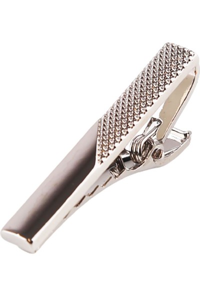 Kravatkolik Gümüş Renk Yarı Noktalı Desen Kravat Iğnesi KIY418