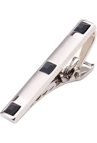 Kravatkolik Gümüş Renk Mat Siyah Üç Taşlı Kravat Iğnesi KIY477 Kravatkolik Gümüş Renk Mat Siyah Üç Taşlı Kravat Iğnesi KIY477