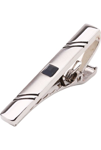 Kravatkolik Gümüş Renk Siyah Taşlı Kravat Iğnesi KIY484 Kravatkolik Gümüş Renk Siyah Taşlı Kravat Iğnesi KIY484