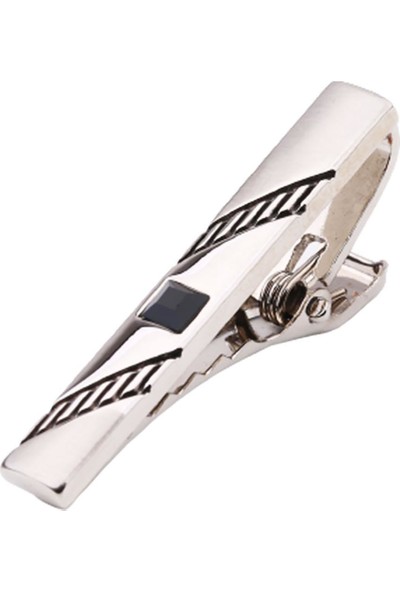 Kravatkolik Gümüş Renk Siyah Taşlı Çapraz Desen Kravat Iğnesi KIY487 Kravatkolik Gümüş Renk Siyah Taşlı Çapraz Desen Kravat Iğnesi KIY487