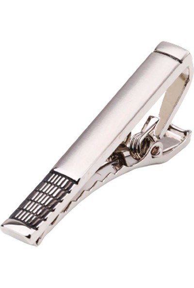 Kravatkolik Gümüş Renk Mat Siyah Detaylı Kravat Iğnesi KIY490 Kravatkolik Gümüş Renk Mat Siyah Detaylı Kravat Iğnesi KIY490