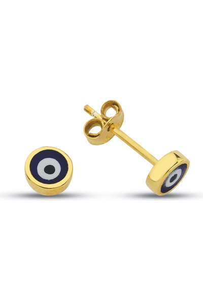 Acestes Design 925 Ayar Gümüş Minimal Mineli Nazar Çivi Küpe