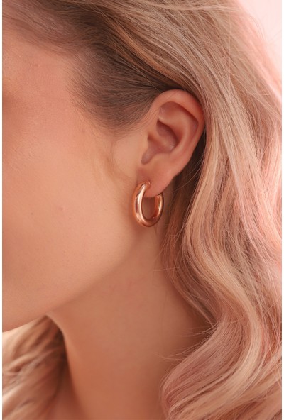 Acestes Design 925 Ayar Gümüş Saf Altın Kaplama 2,5 cm Halka Küpe