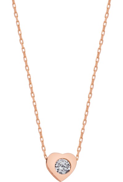 Acestes Design 925 Ayar Gümüş Mini Koleksiyon Tek Taş Kalp Kolye