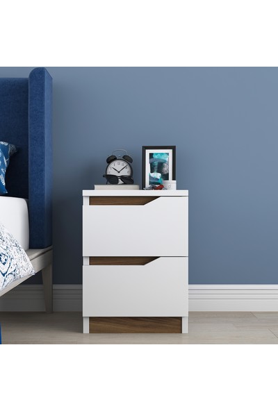 Rani BD106 2 Çekmeceli Komodin Beyaz Minyatür