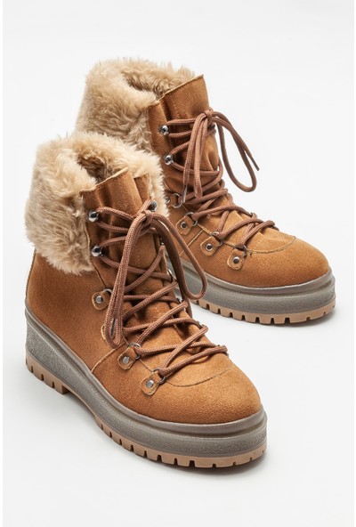 Elle Shoes Taba Kadın Günlük Düz Bot