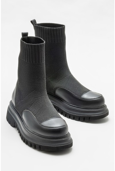 Elle Shoes Siyah Kadın Günlük Düz Bot