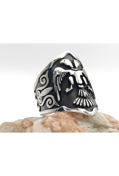 Prestige Gümüş Gümüş Erkek Yüzük Selçuklu Kartalı Zihgir