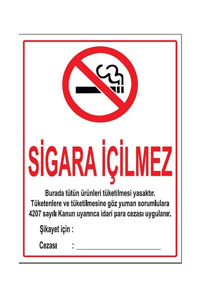Odak Sigara Içilmez Yazısı Parlak Kağıt 21X30 Ebatında 2 Adet Odak Sigara Içilmez Yazısı Parlak Kağıt 21X30 Ebatında 2 Adet