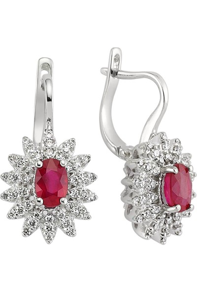 Sirius Pırlanta Ve Oval Yakut Taşlı Anturaj Küpe