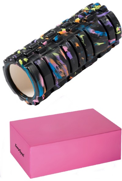 Zero Gym Zerogym Siyah Gök Kuşağı Foam Roller ve Yoga Blok Set