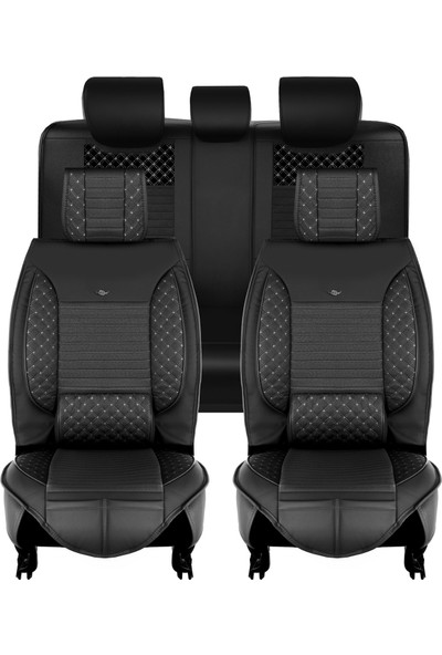 Stil Lüks Oto Koltuk Kılıfı / Siyah Beyaz / Takım