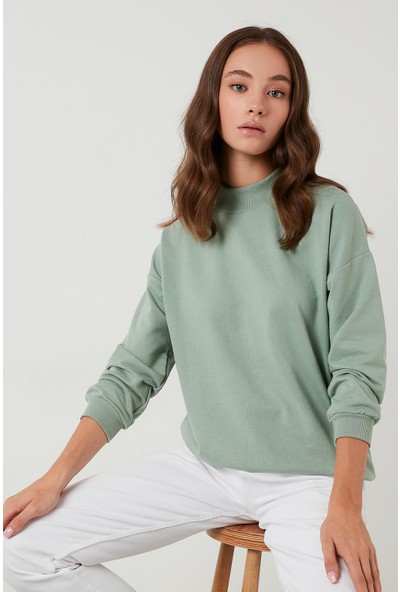 Lela Dik Yaka Basic Örme Sweat Kadın SWEAT 5863323