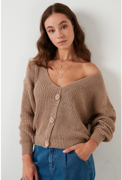 Lela Düğmeli V Yaka Örme Hırka Kadın HIRKA 6071294