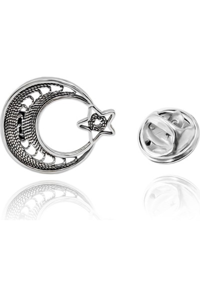 Gümüş Rozet Ayyıldız Klipsli Iğneli Türk Bayrağı Rozeti Yaka Iğnesi Telkari Oksitli Model Trz-05 Gümüş Rozet Ayyıldız Klipsli Iğneli Türk Bayrağı Rozeti Yaka Iğnesi Telkari Oksitli Model Trz-05