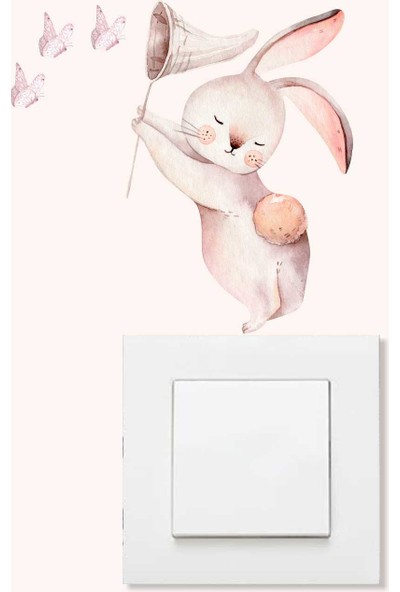 Piksel Grafik Yıldız Avcısı Tavşan Priz Sticker