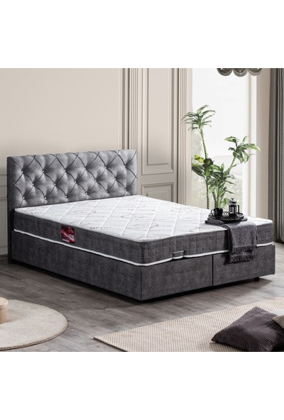 Setay Eylül Çift Kişilik Baza Başlık Comfort Yatak Seti, Antrasit Gri
