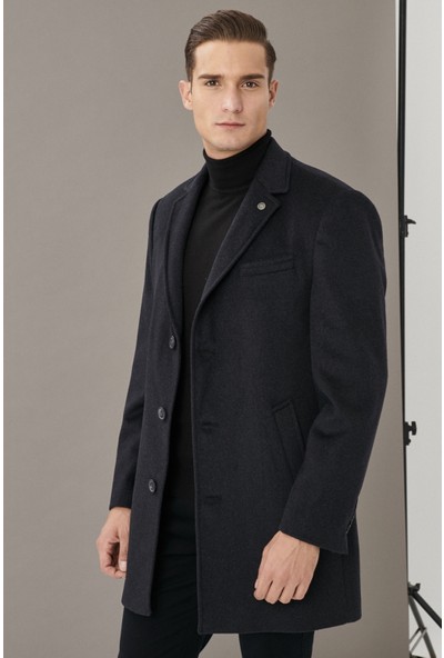 ALTINYILDIZ CLASSICS Standart Fit Mono Yaka Düz Yünlü Klasik Palto