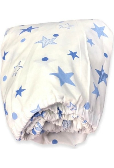 Bebek Özel Pamuklu Bebek ve Çocuk Lastikli Çarşaf Lacivert Yıldızlı 90 x 200 cm