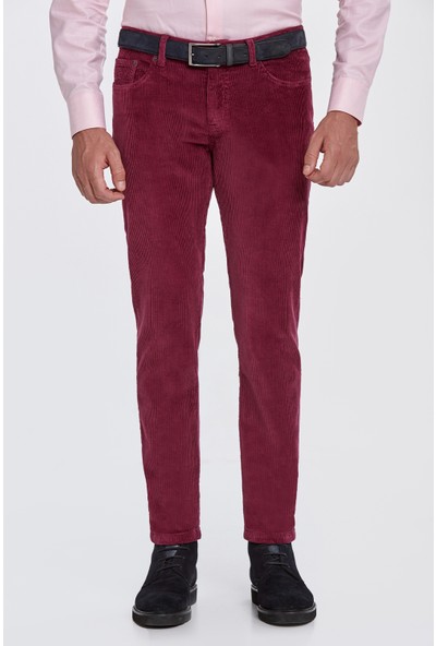 Hemington Slim Fit Magenta Kadife Pantolon